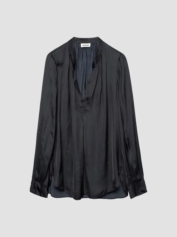 Zadig&Voltaire Tink Draped Satin Blouse - Noir
