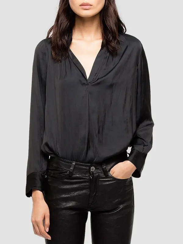 Zadig&Voltaire Tink Draped Satin Blouse - Noir