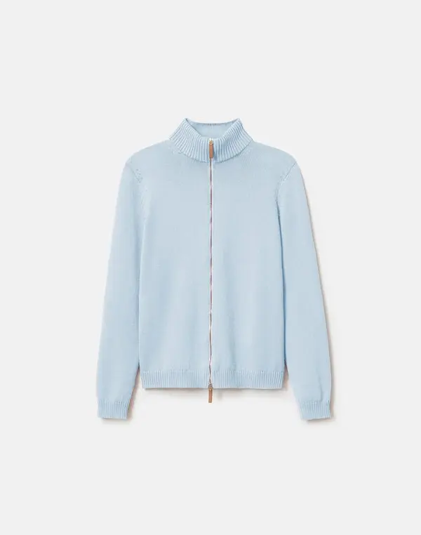 Lafayette 148 New York Cotton Silk Zip-up Cardigan - Deep Petrol