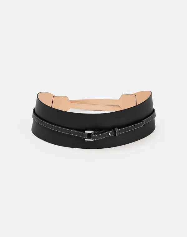 Lafayette 148 New York Vachetta Leather Obi Wrap Belt - Black