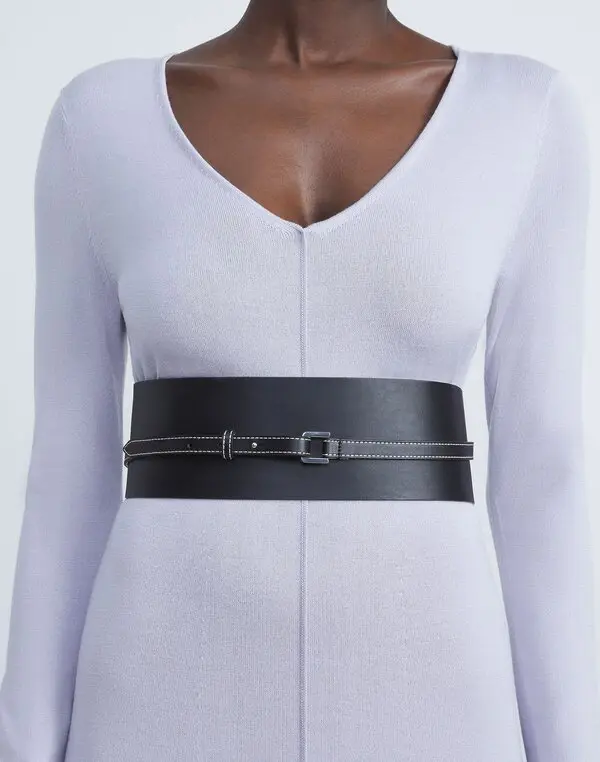 LAFAYETTE 148 NEW YORK VACHETTA LEATHER WRAP OBI BELT BLACK NWOT MED Vachetta Leather Obi Belt | Lafayette 148 New York main image 2
