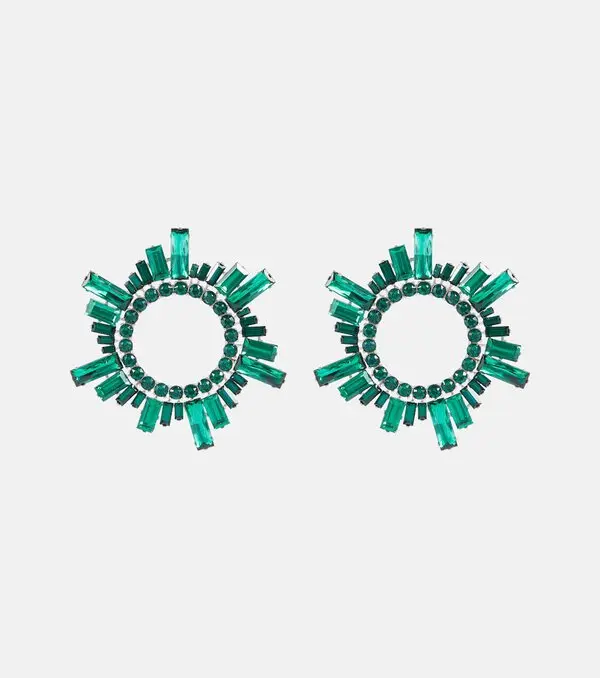 Amina Muaddi Begum Crystal Earrings - Green