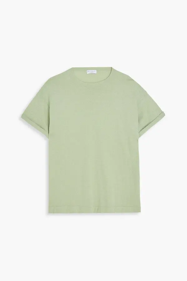 Brunello Cucinelli Metallic Cashmere-blend T-shirt - Light Green
