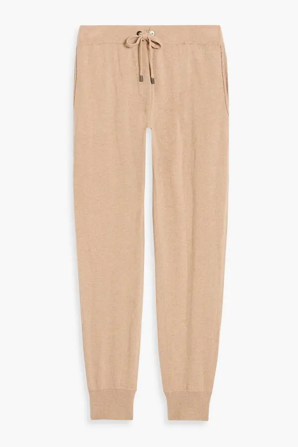 Brunello Cucinelli Bead-embellished Cashmere Track Pants - Beige