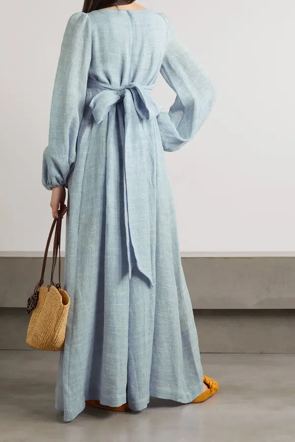 Net Sustain Carolyn Linen-blend Boucl-gauze Maxi Dress