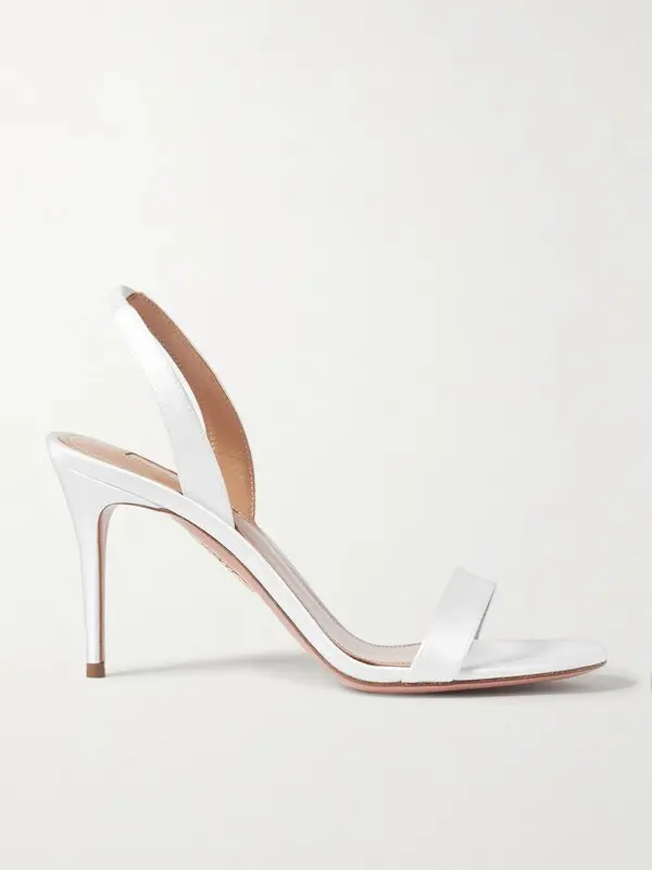 AQUAZZURA So Nude 85 Satin Slingback Sandals - White