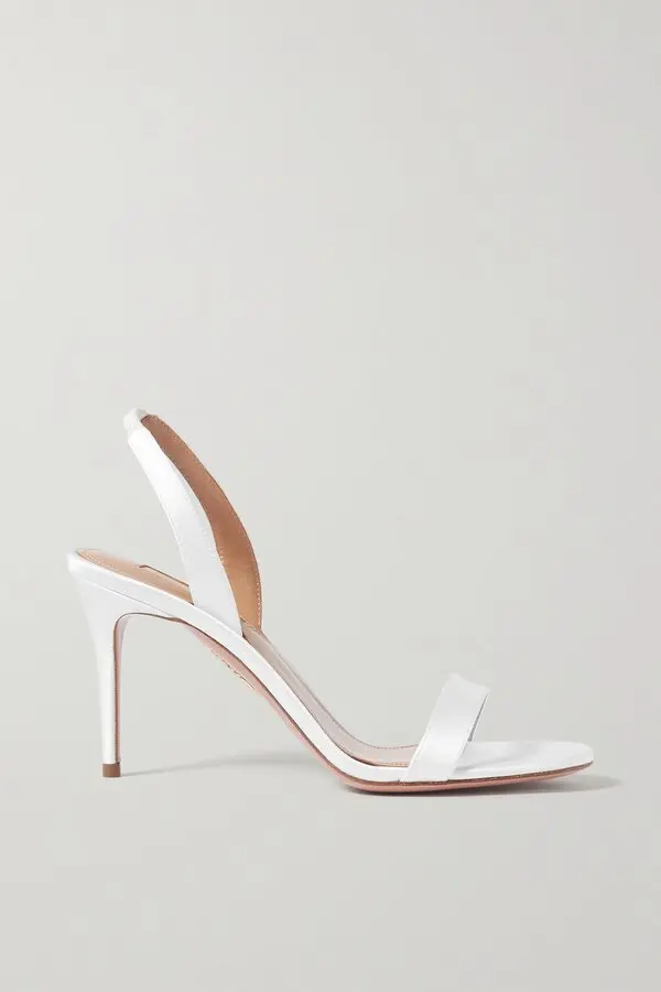 AQUAZZURA So Nude 85 Satin Slingback Sandals - White