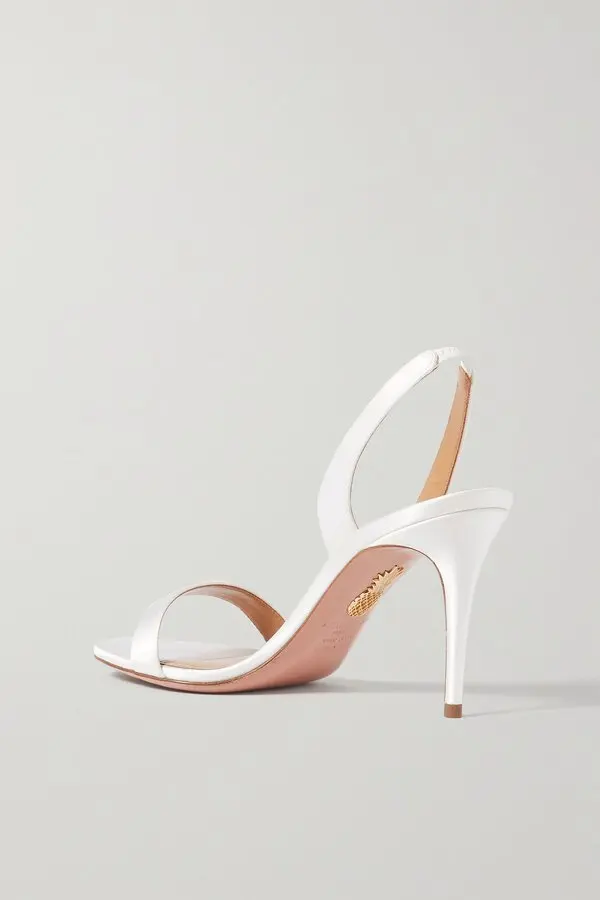 AQUAZZURA So Nude 85 Satin Slingback Sandals - White
