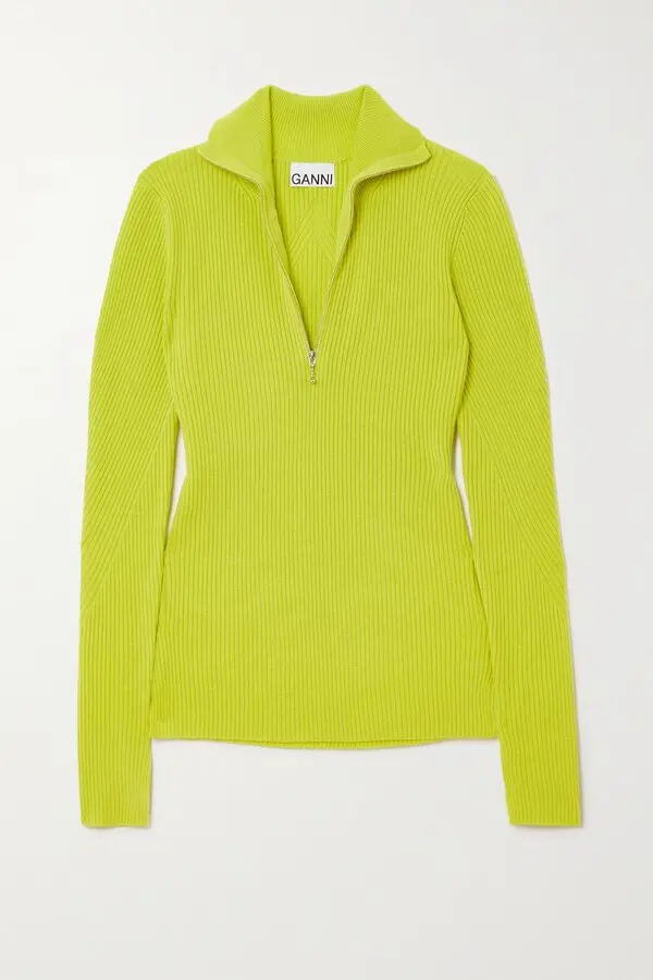 GANNI Ribbed Merino Wool Sweater