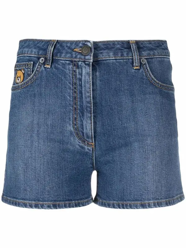 Moschino Teddy Bear Patch Denim Shorts