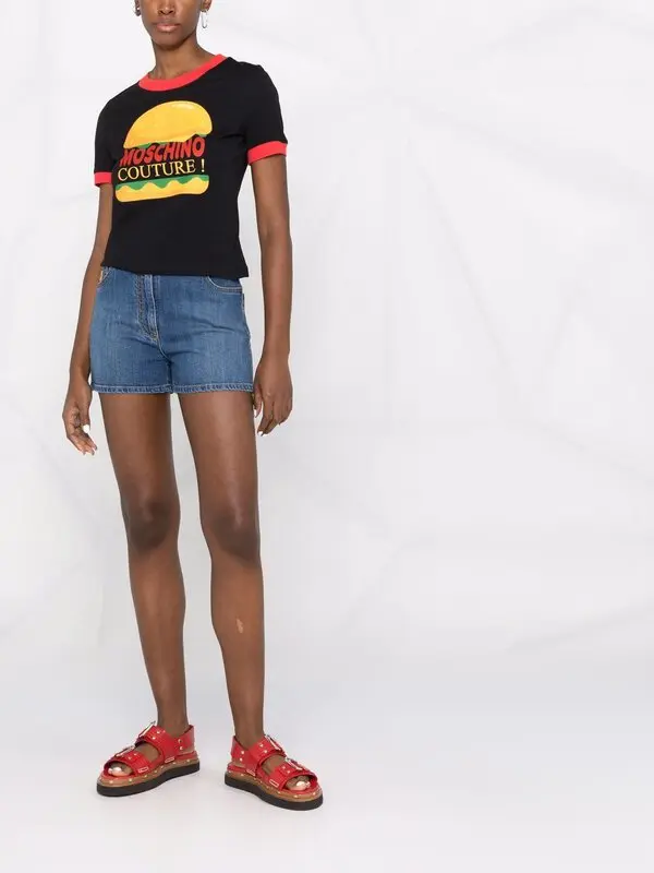 Moschino Teddy Bear Patch Denim Shorts