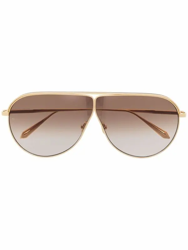 Linda Farrow Hura Pilot Frame Sunglasses - Gold