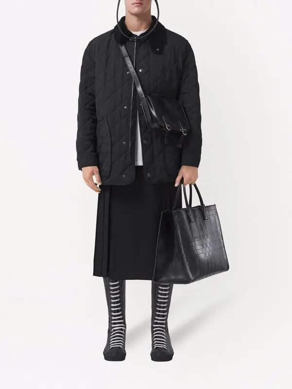 Burberry Lanford Diamond-quilted Corduroy-collar Jacket - Black