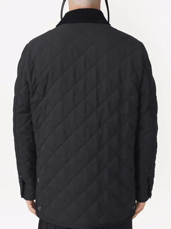 Burberry Lanford Diamond-quilted Corduroy-collar Jacket - Black