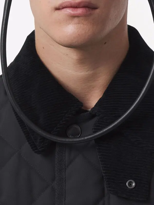 Burberry Lanford Diamond-quilted Corduroy-collar Jacket - Black