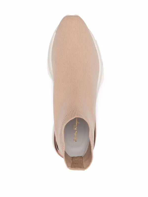 FERRAGAMO Metallic Heel-counter Sneakers - Neutrals