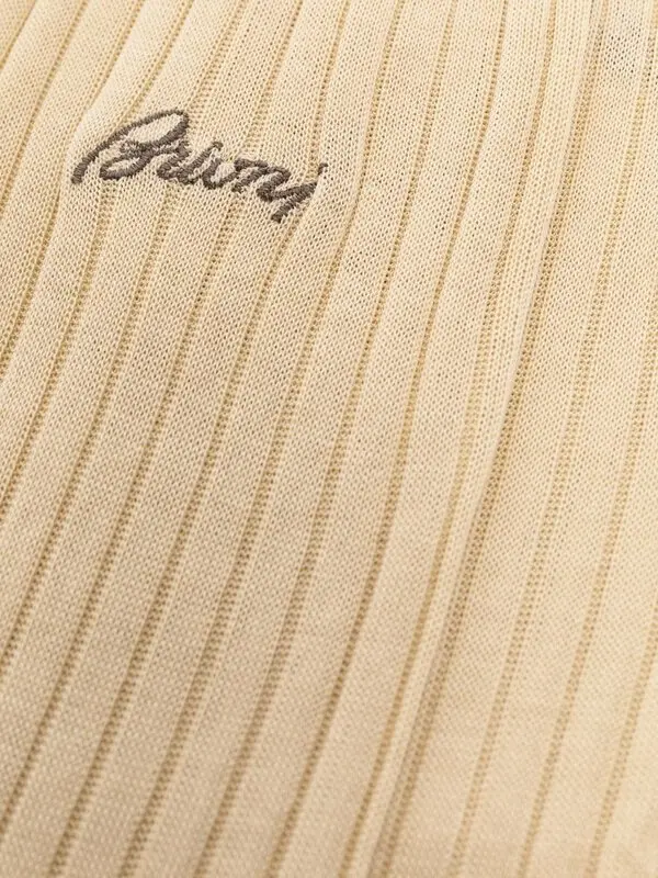 Brioni Ribbed-knit Cotton Socks - Neutrals