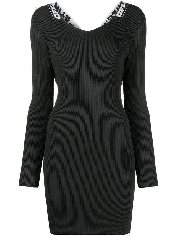 Off-White Logo-tape Ribbed Dress