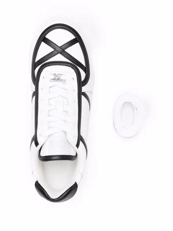 Gcds Contrast Detail Leather Sneakers