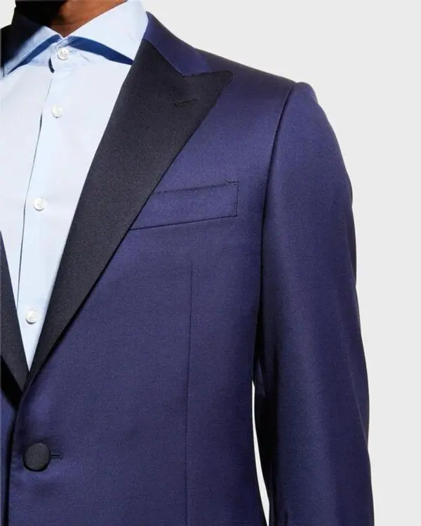Canali Apos;s Peak Lapel Two-piece Tuxedo Suit - Blue