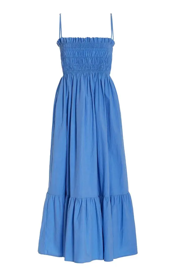 Ciao Lucia Umbria Smocked Cotton Midi Dress Best Seller In Blue - 50% Off |  Editorialist