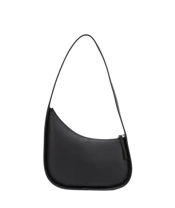THE ROW Half Moon Leather Shoulder Bag - Black