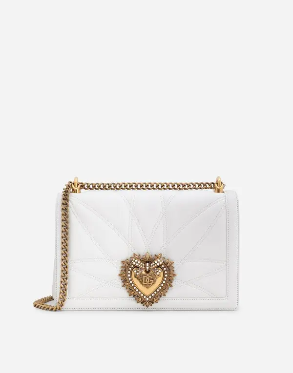 Dolce & Gabbana Large Devotion Bag In Quilted Nappa Leather - White