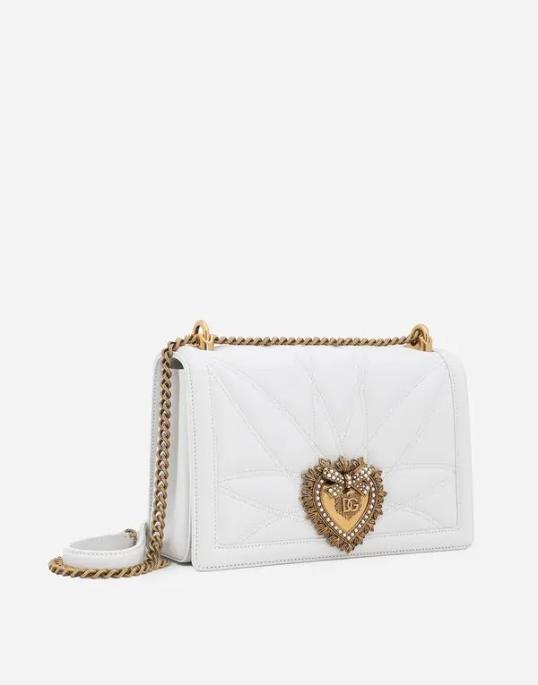 Dolce & Gabbana Large Devotion Bag In Quilted Nappa Leather - White