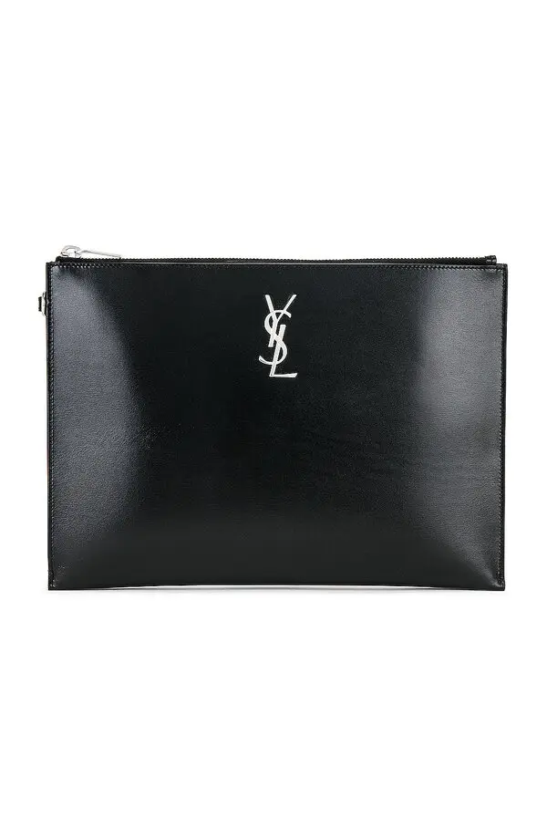 Saint Laurent Monogram Zippered Tablet Holder - Noir