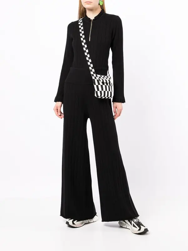 ONEFIFTEEN Ribbed Knit Flared Trousers