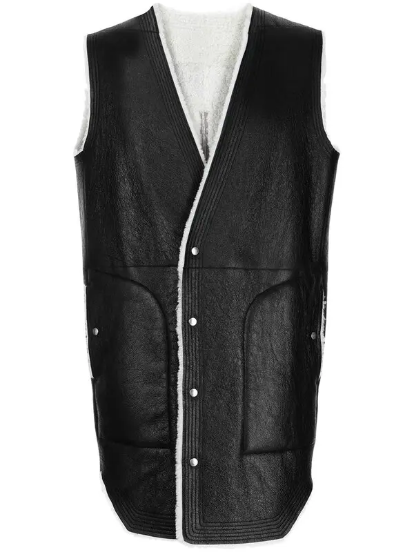 Rick Owens Contrasting Trim Leather Gillet