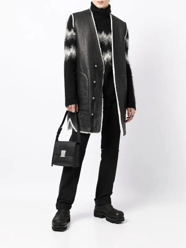 Rick Owens Contrasting Trim Leather Gillet