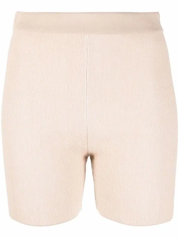 Jacquemus Le Short Arancia Ribbed Biker Shorts - Neutrals