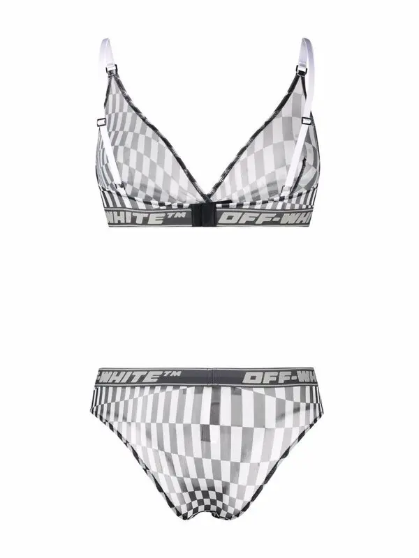 Off-White Optical-print Mesh Lingerie Set