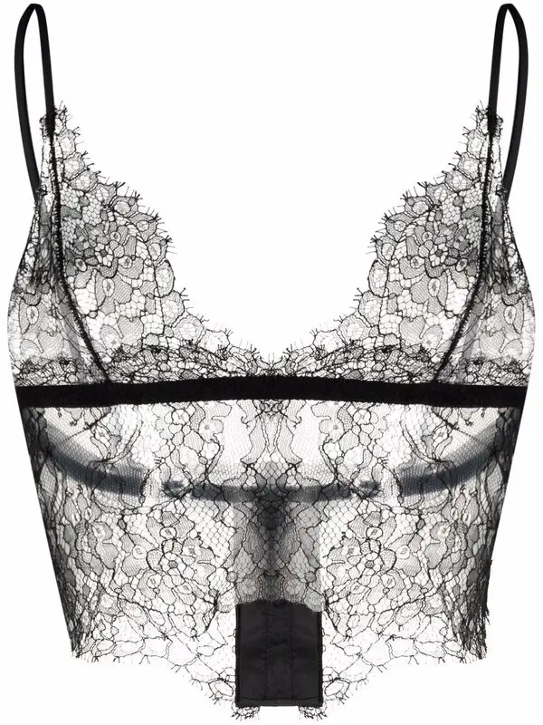Dolce & Gabbana Lace-panel Spaghetti-strap Bralette - Black