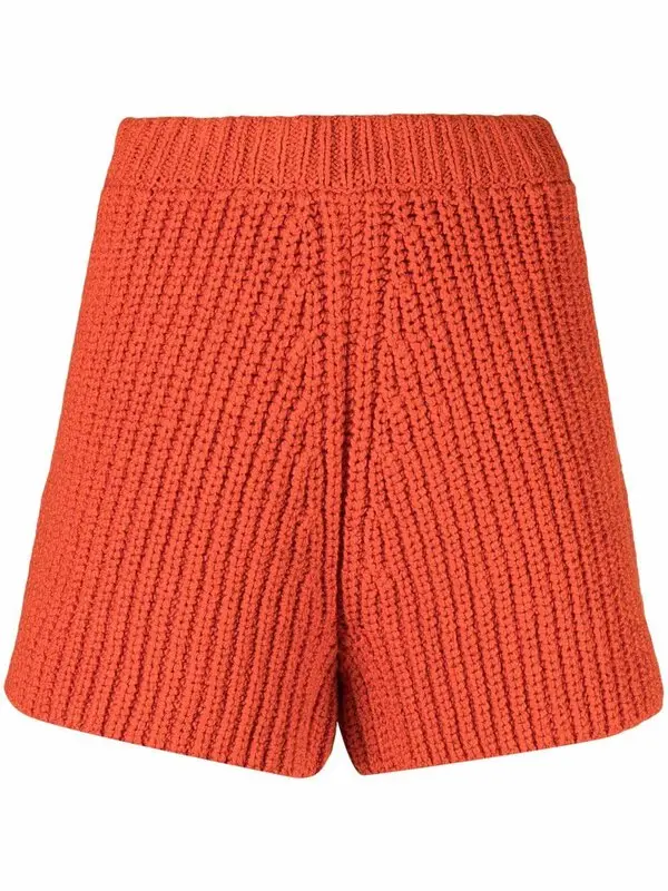 Alanui Chunky-knit Shorts - Orange