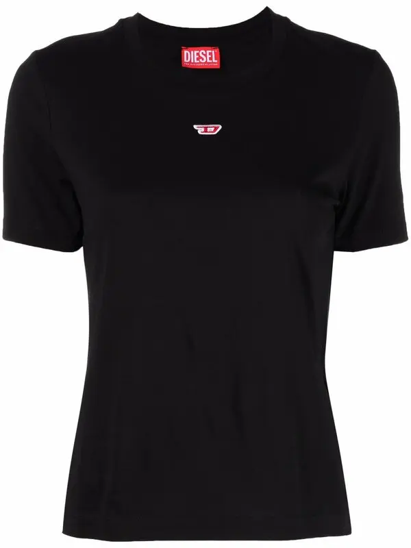 DIESEL® T-reg-d Logo-embroidered T-shirt - Black