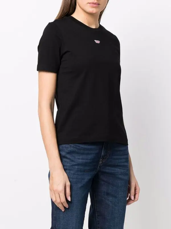 DIESEL® T-reg-d Logo-embroidered T-shirt - Black