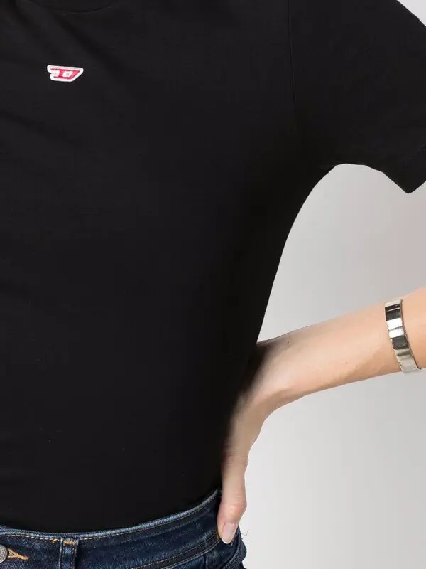 DIESEL® T-reg-d Logo-embroidered T-shirt - Black