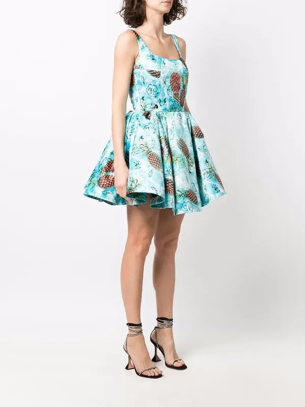 Philipp Plein Duchesse Pineapple Skies-print Mini Dress