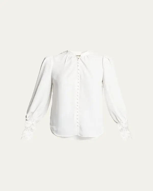 L'Agence Ava Lace-cuff Blouse - Ivory
