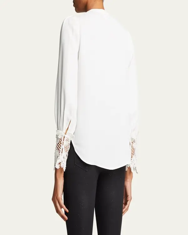 L'Agence Ava Lace-cuff Blouse - Ivory