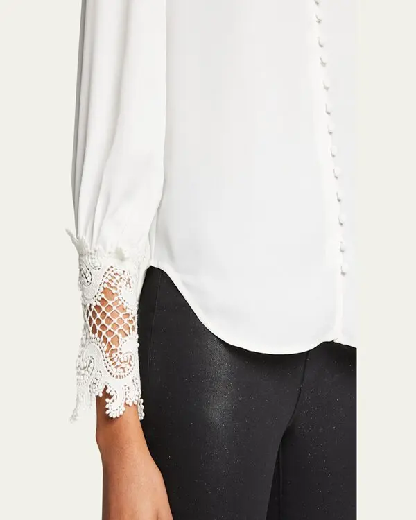 L'Agence Ava Lace-cuff Blouse - Ivory