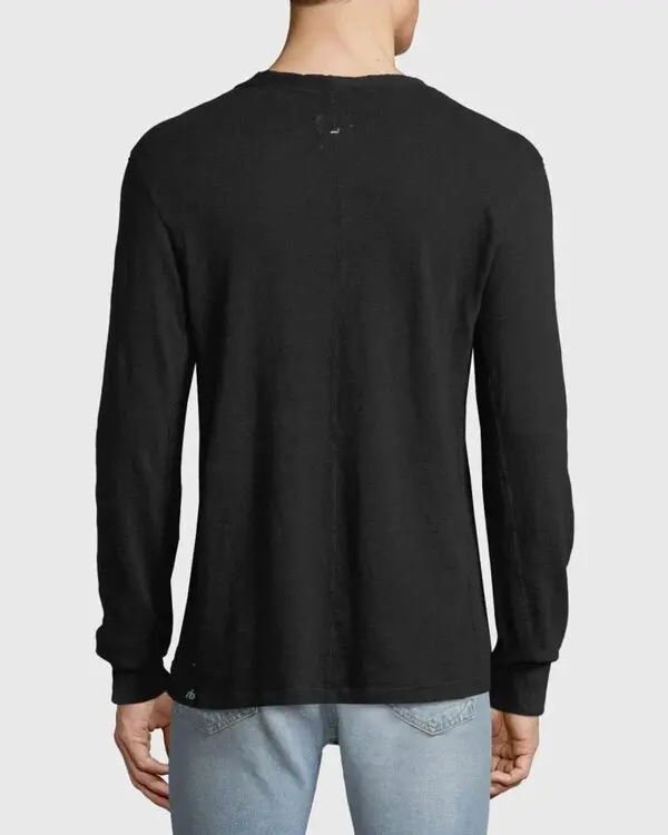 Rag & Bone Apos;s Standard Issue Henley Shirt - Jet Black