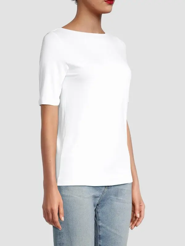 Majestic Filatures Soft-touch Boatneck Tee - Blanc