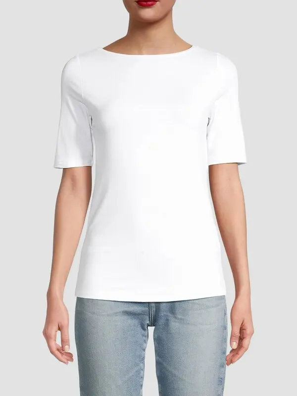 Majestic Filatures Soft-touch Boatneck Tee - Blanc