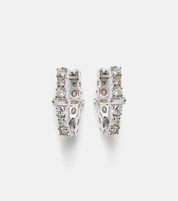 Ileana Makri Rivulet Diamond Hoop Earrings - White