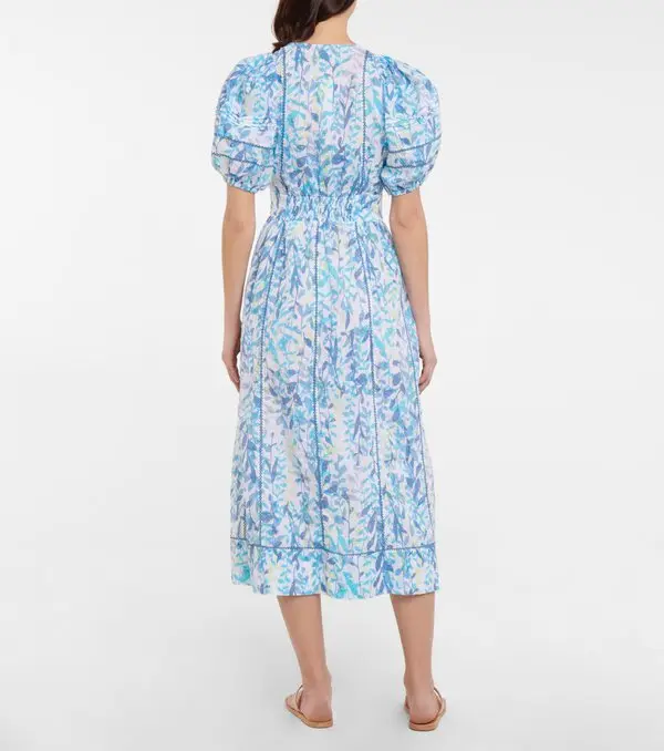 Poupette St Barth Reine Floral Cotton Midi Dress - Blue - 30% Off |  Editorialist