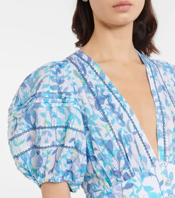 Poupette St Barth Reine Floral Cotton Midi Dress - Blue - 30% Off |  Editorialist