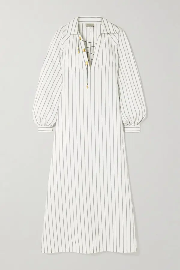 Zeus+dione Aiolos Striped Cotton-poplin Kaftan